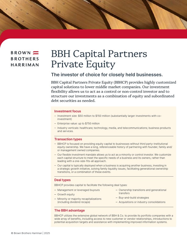 BBHCP Private Equity | Brown Brothers Harriman | BBH